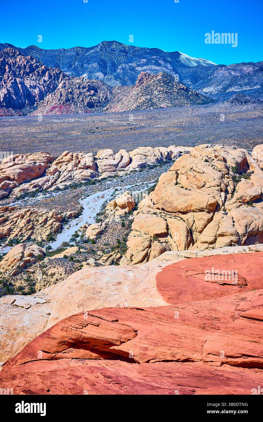 Red Rock Canyon Desert Landscape with Layered Formations Aerial Stock ...