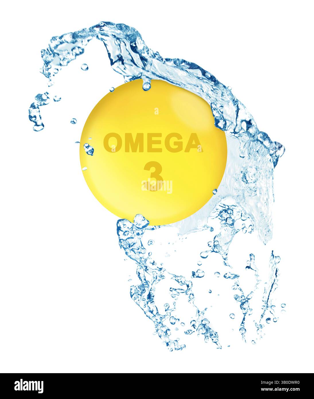 Drop of Omega-3 and water splash on white background Stock Photo - Alamy