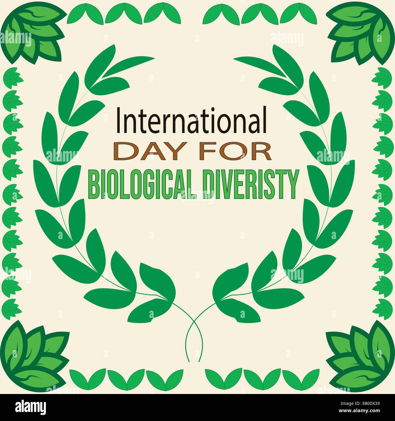 International Day for Biological Diversity with leaves on corner vector ...