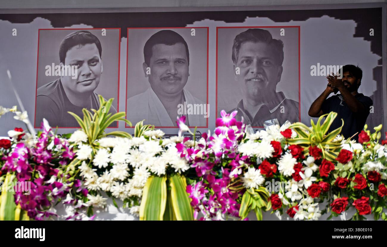 Mumbai, India. 23rd Apr, 2025. Poster with images of the deceased Atul ...