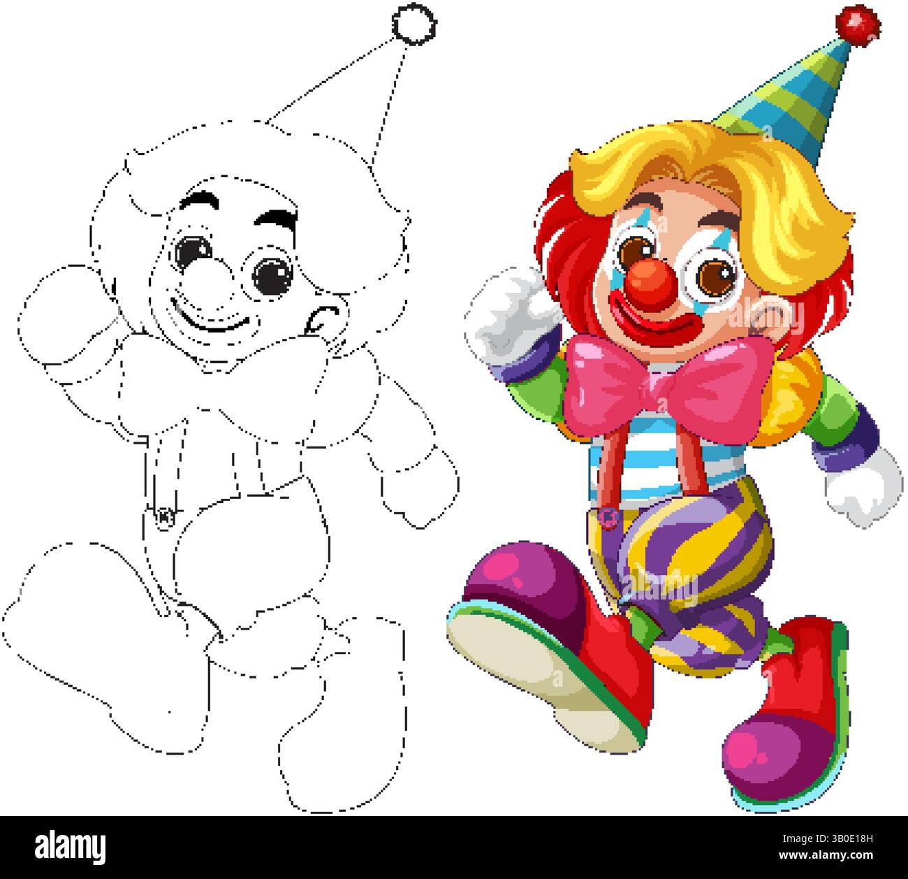 Vibrant clown illustration with bold colors and playful expression ...