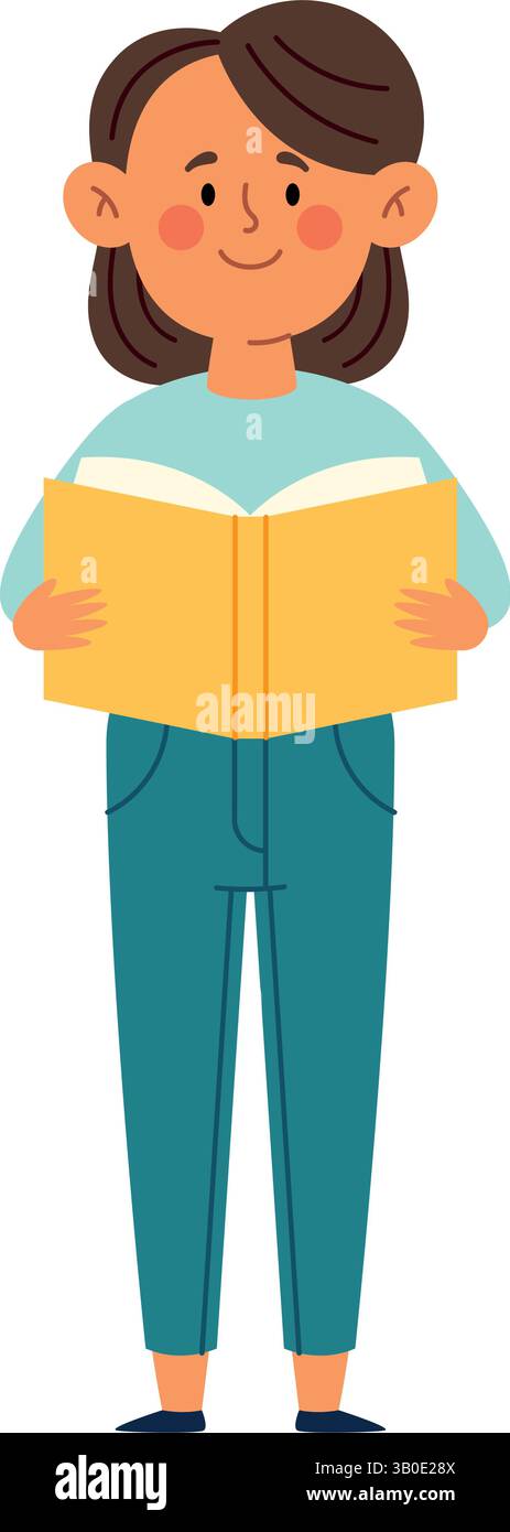 Preschool Student Boy Standing Book Learning Character Reading School ...