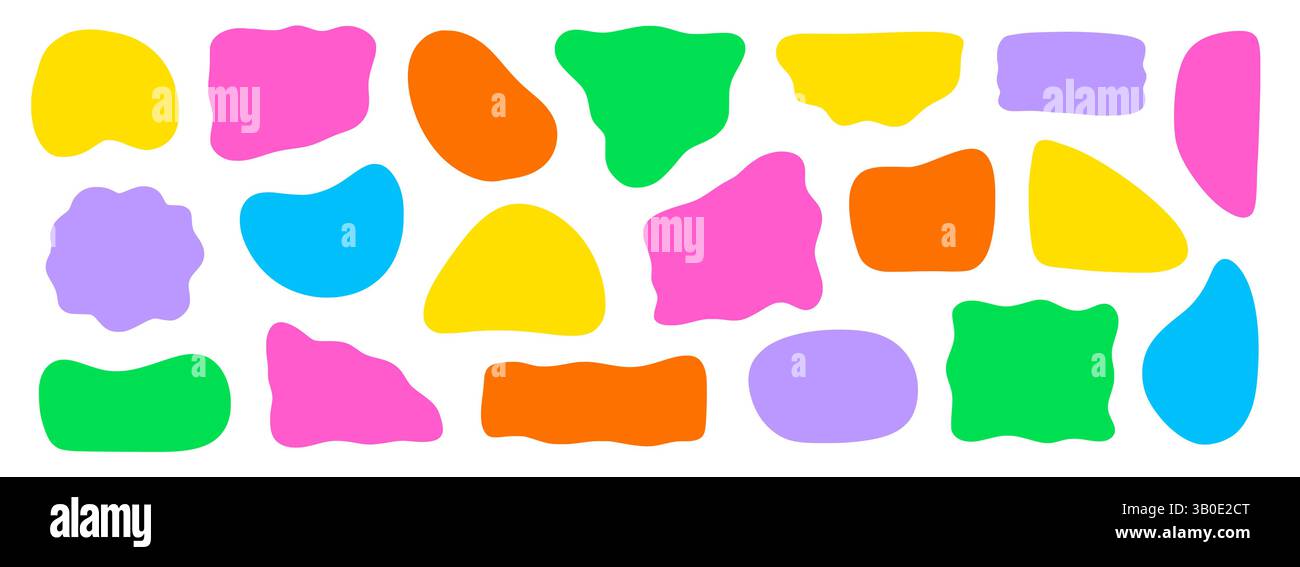 Abstract organic shape round form set. Liquid organic blob curve shape ...