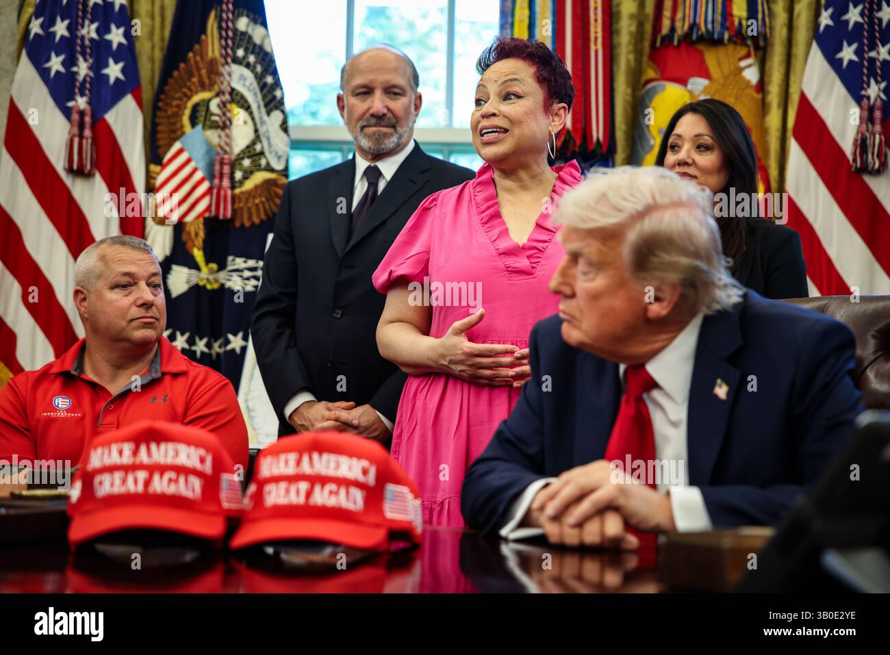 Annette Albright, a former teacher, speaks behind United States ...