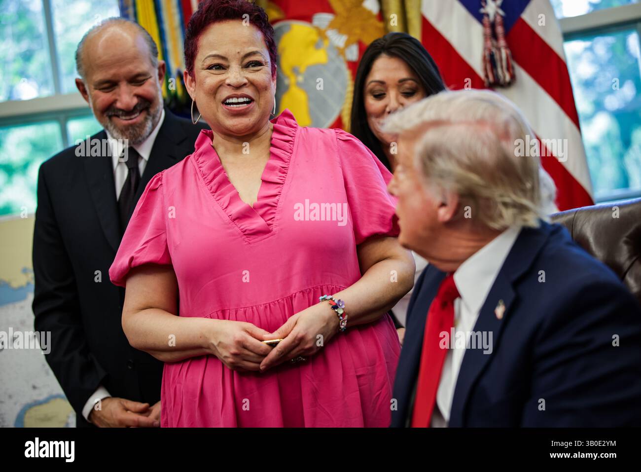 Annette Albright, a former teacher, speaks behind United States ...