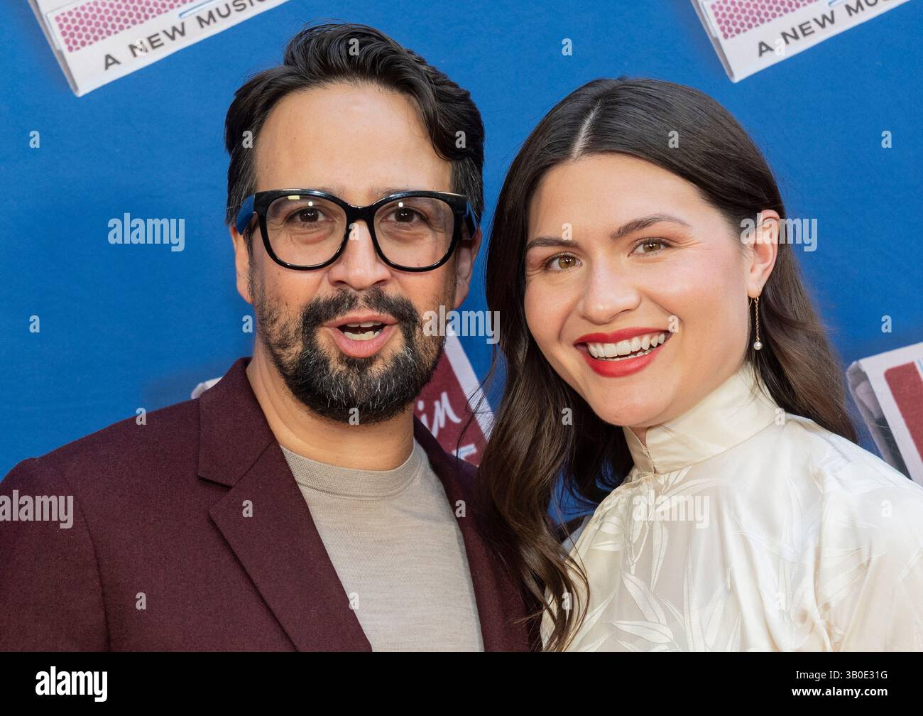 New York, NY, April 23, 2025: Lin-Manuel Miranda and Phillipa Soo ...