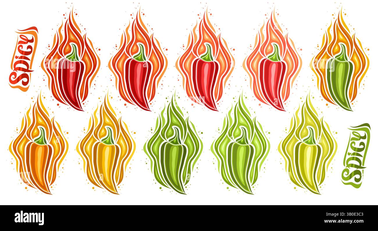Group red chili pepper Stock Vector Images - Alamy