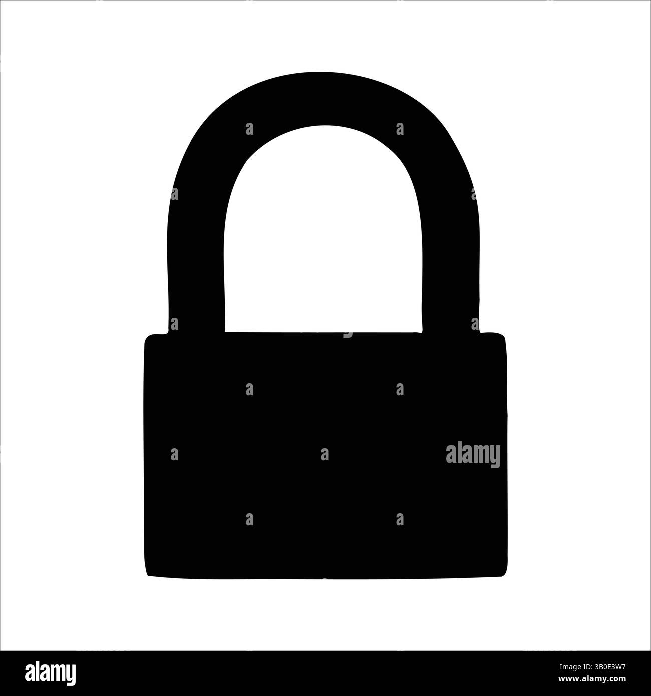 A solid black silhouette of a padlock against a plain white background ...