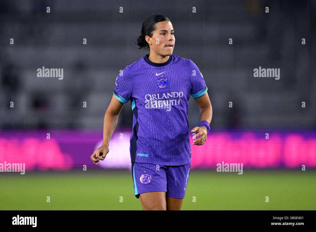 Orlando Pride defender Emily Sams follows a play during an NWSL soccer ...