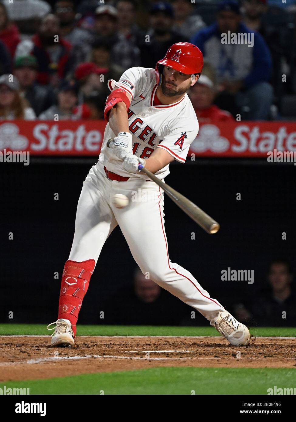 ANAHEIM, CA - APRIL 23: Los Angeles Angels first baseman Nolan Schanuel ...