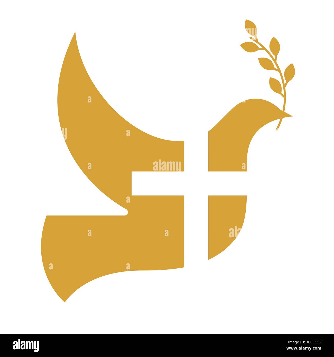 Dove of peace and cross. Flat vector illustration isolated on white ...