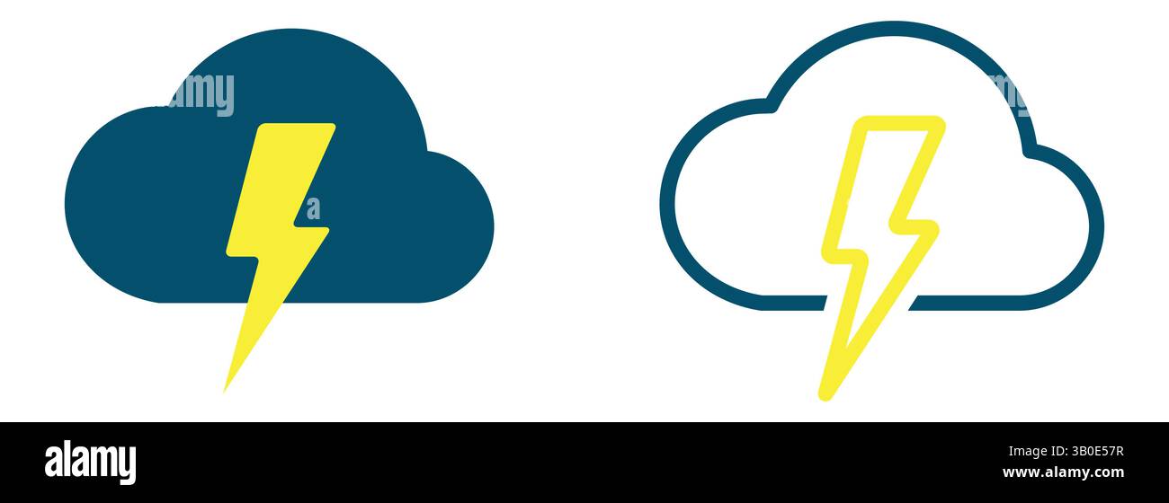 Thundercloud icon set. Flat vector illustration isolated on white Stock ...