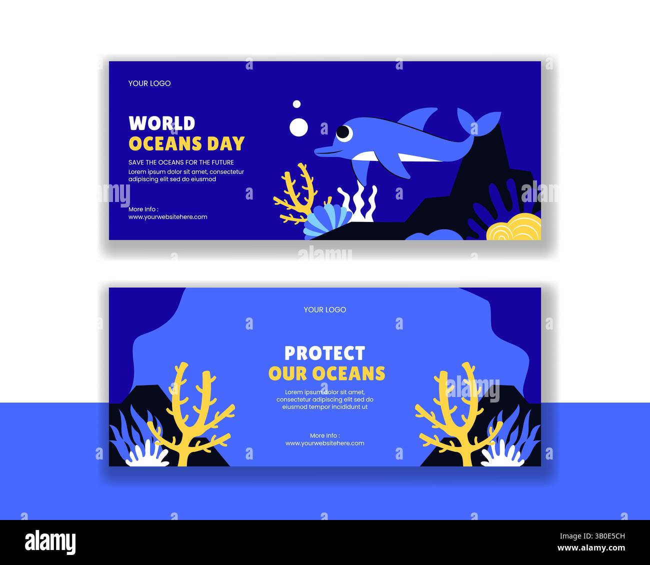 Flat Illustration for World Oceans Day Campaign on Social Media ...