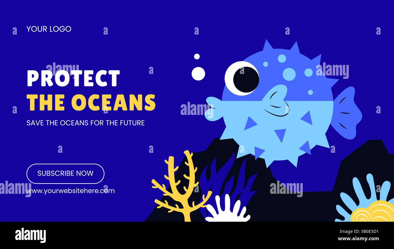 World Oceans Day Video Thumbnail Layout in Hand-Drawn Cartoon Style ...