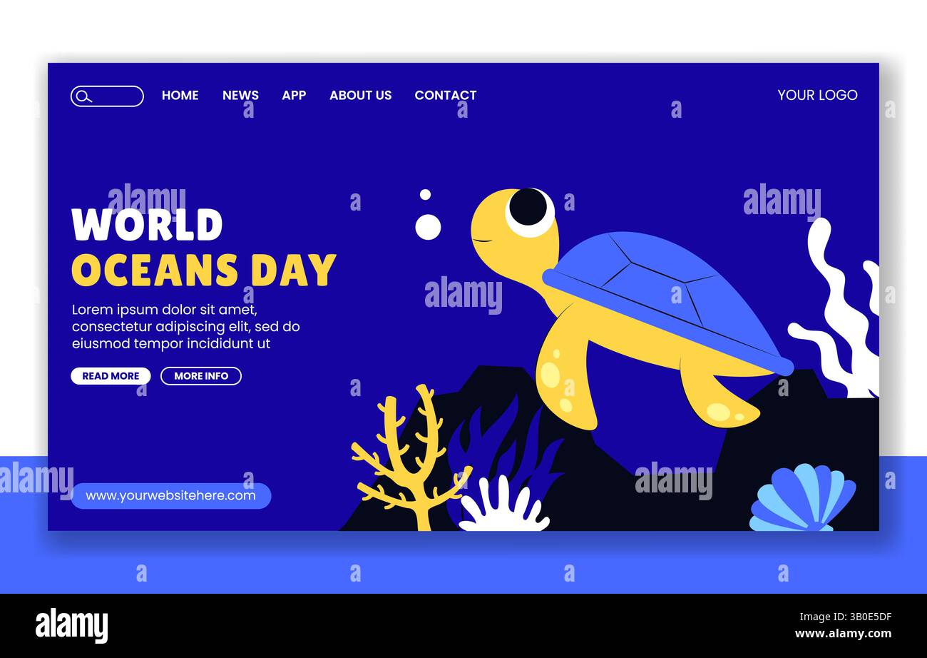Eco Awareness Social Media Landing Page for World Oceans Day with Cute ...