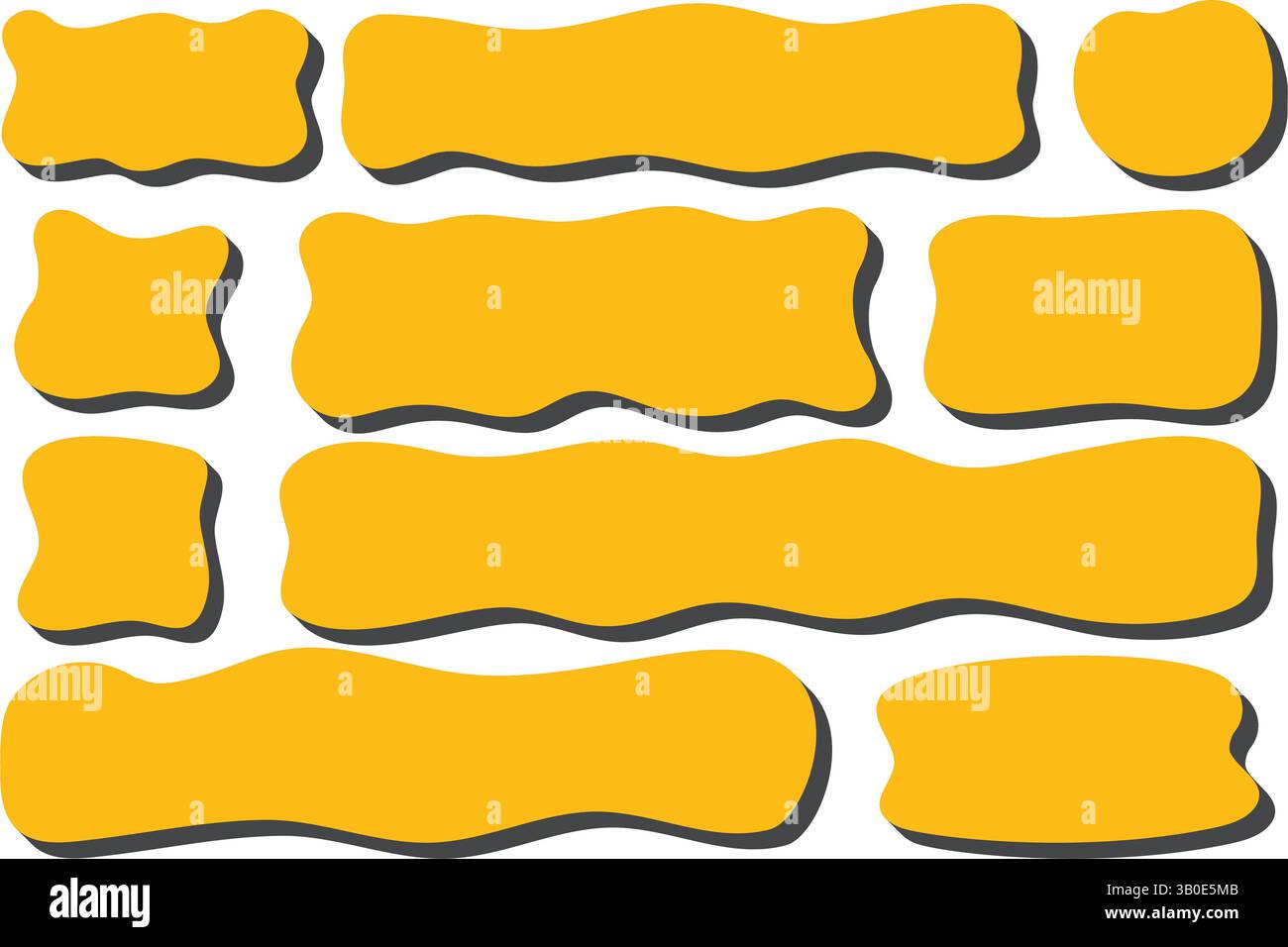 Rectangle shapes. Organic textbox frame with shadow. Vector square hand drawn blobs. Abstract ...