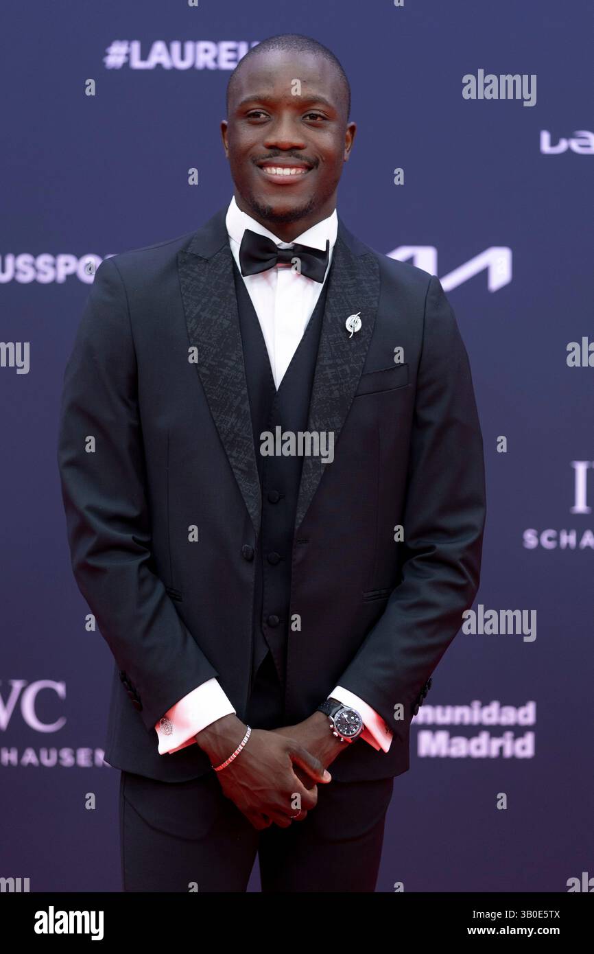 Madrid, Spain. 21st Apr, 2025. Letsile Tebogo attends 'the Laureus World Sports 2025' Photocall ...