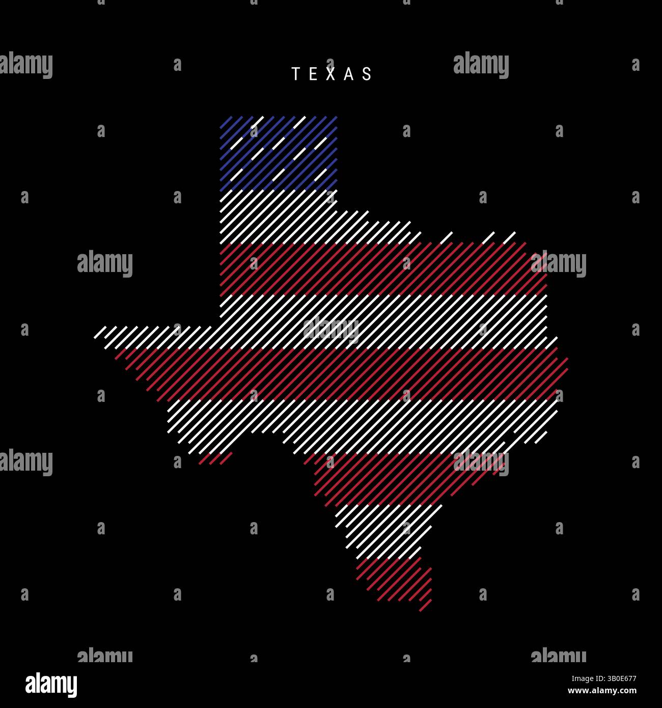Texas US state hatched silhouette map of slanted parallel lines pattern ...