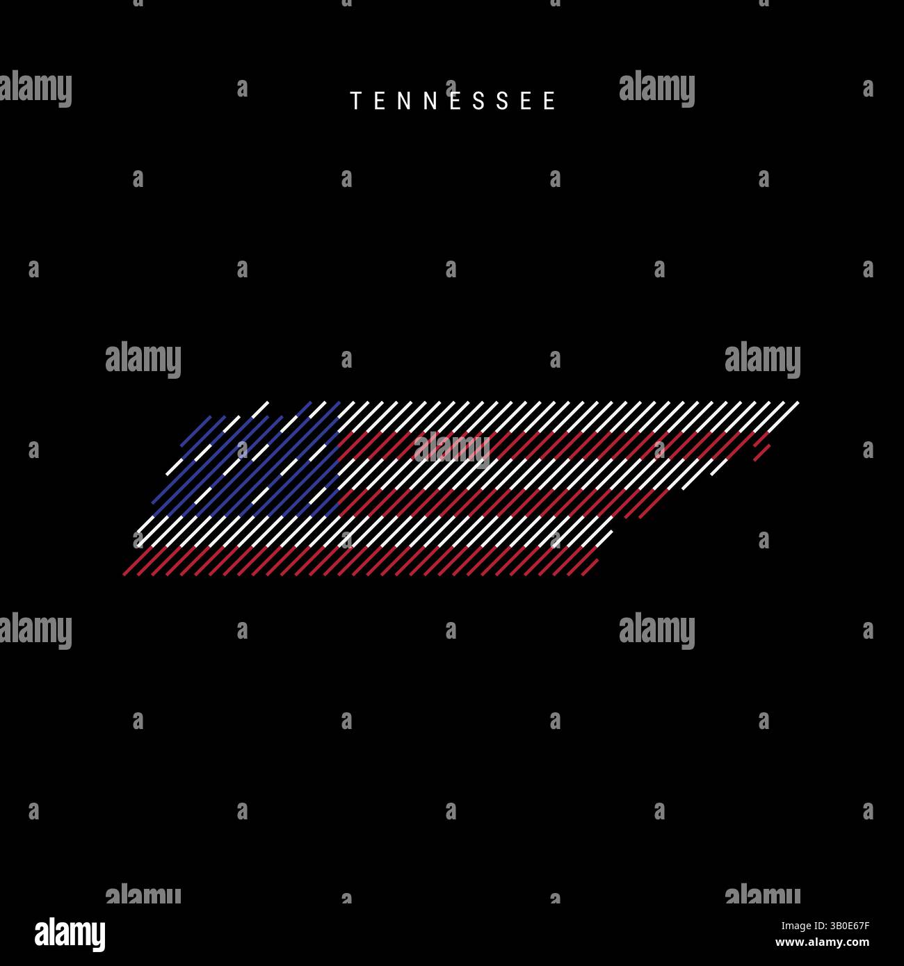 Tennessee US state hatched silhouette map of slanted parallel lines ...