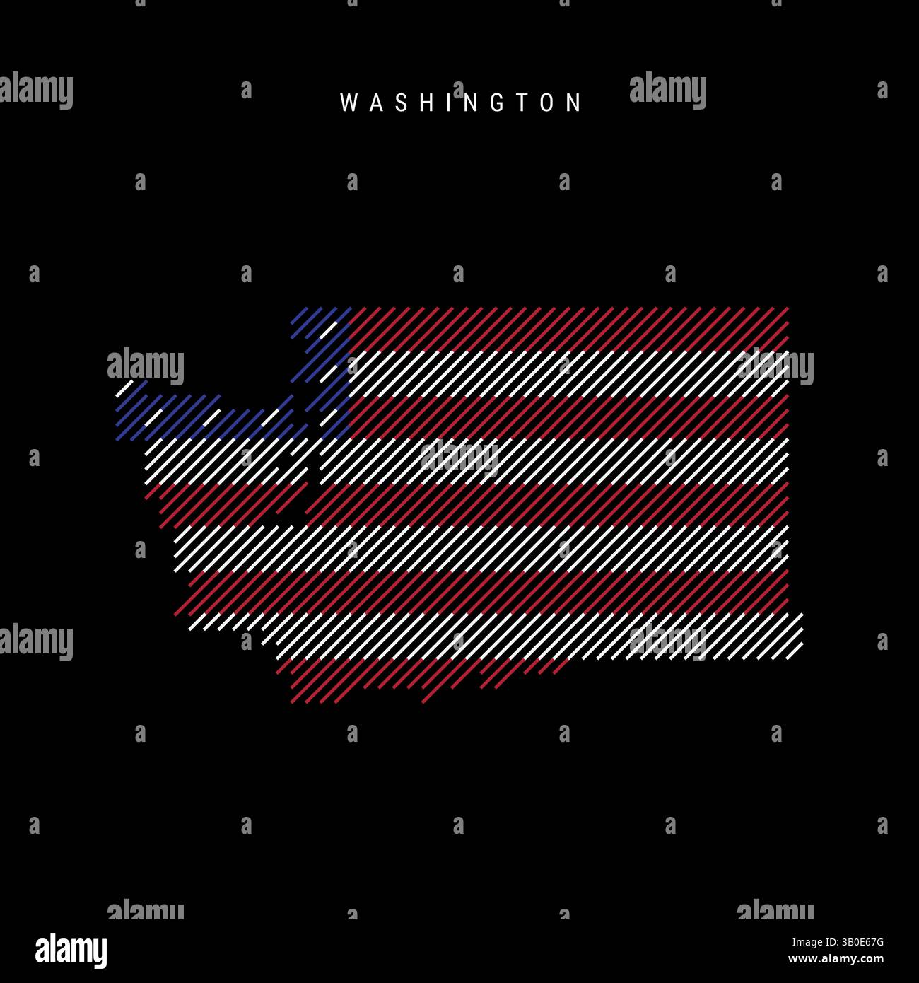 Washington US state hatched silhouette map of slanted parallel lines ...