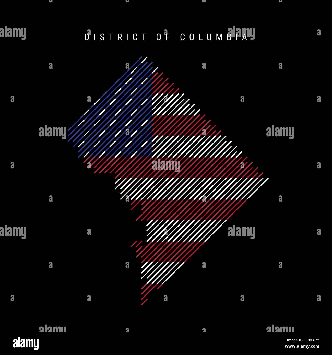 Washington DC hatched silhouette map of slanted parallel lines pattern ...