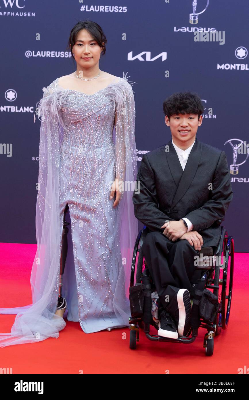 Madrid, Spain. 21st Apr, 2025. Jiang Yuyan and Qu Zimo attends 'the ...