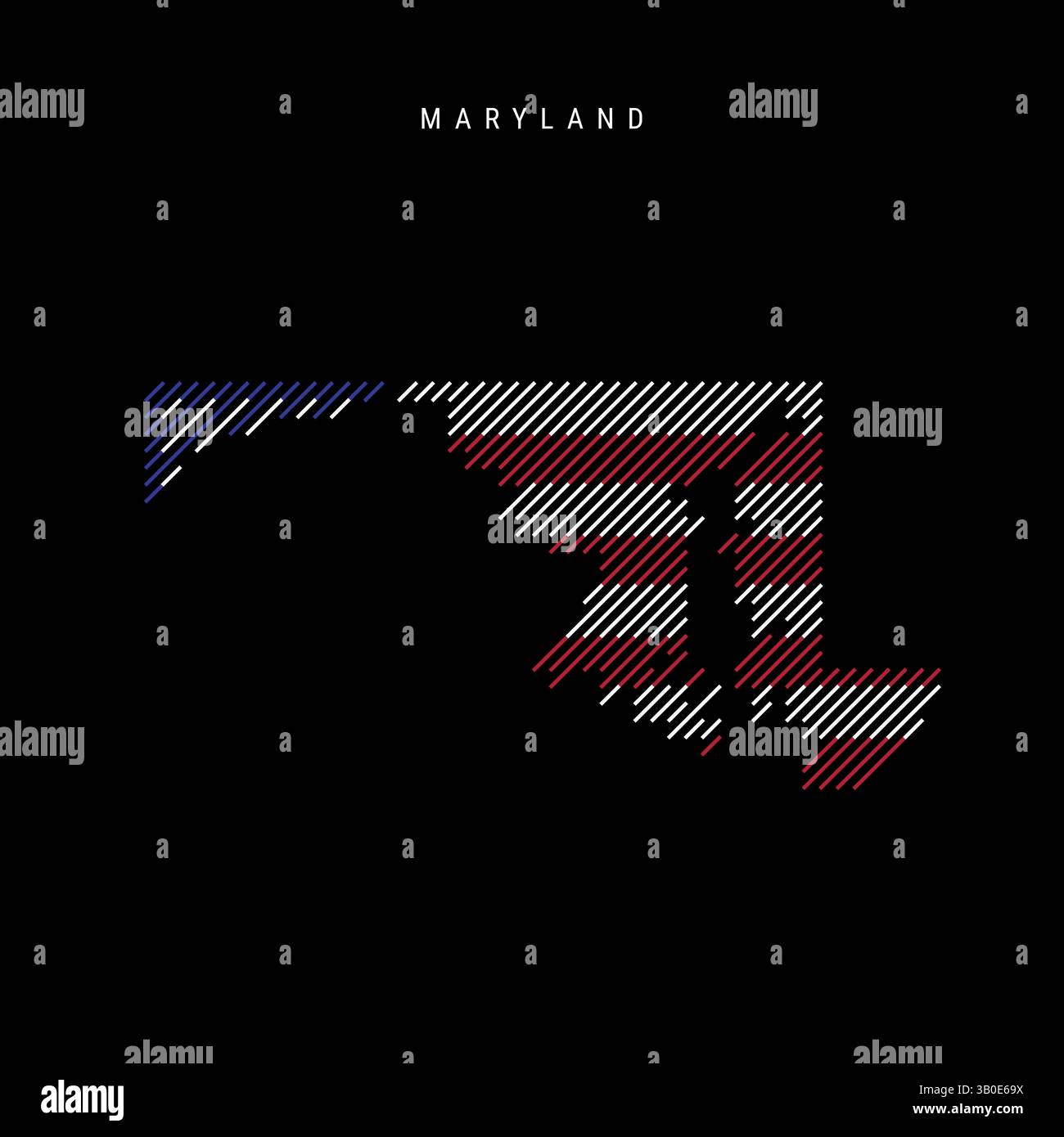 Maryland US state hatched silhouette map of slanted parallel lines ...