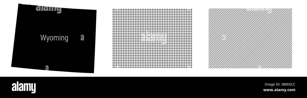 Wyoming detailed silhouette map, dotted pattern and slanted parallel ...