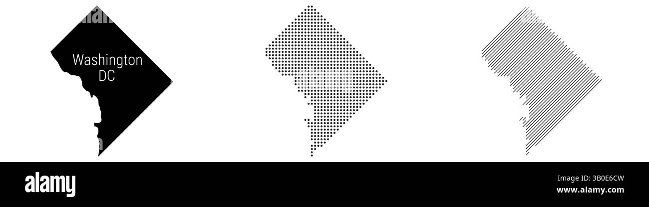 Washington DC detailed silhouette map, dotted pattern and slanted ...
