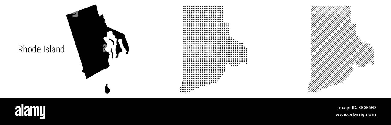 Rhode Island detailed silhouette map, dotted pattern and slanted ...