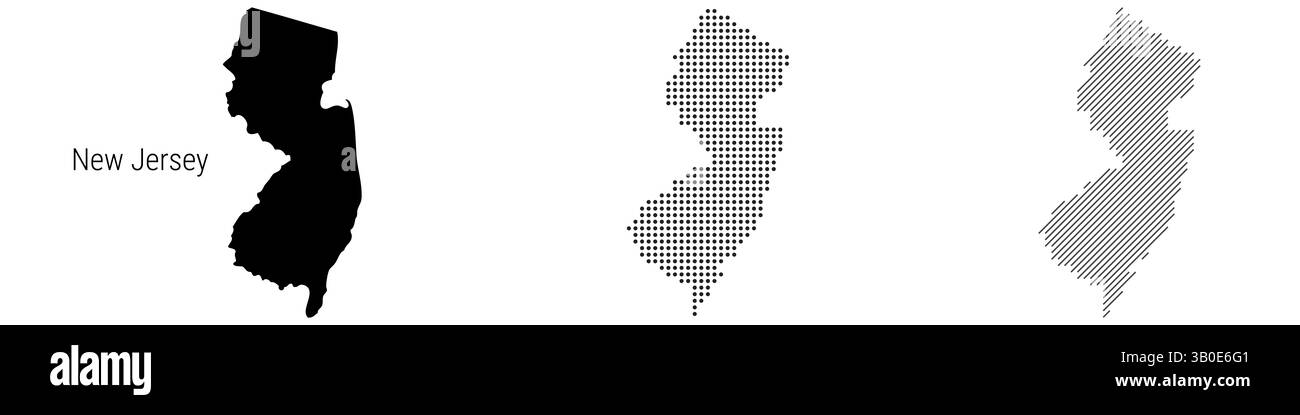 New Jersey detailed silhouette map, dotted pattern and slanted parallel ...