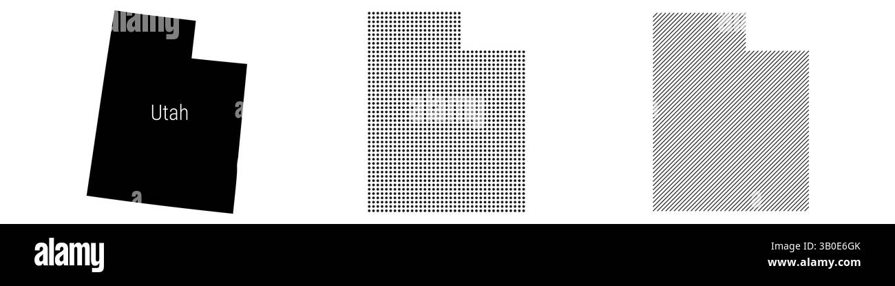 Utah detailed silhouette map, dotted pattern and slanted parallel lines ...