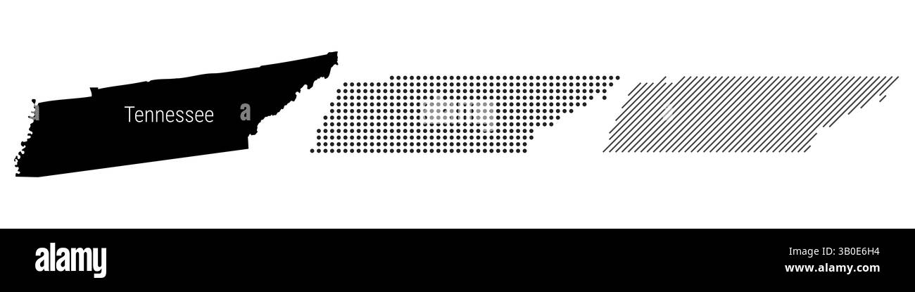Tennessee detailed silhouette map, dotted pattern and slanted parallel ...