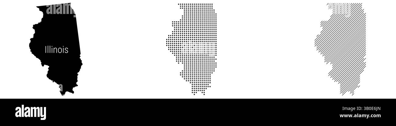 Illinois detailed silhouette map, dotted pattern and slanted parallel ...