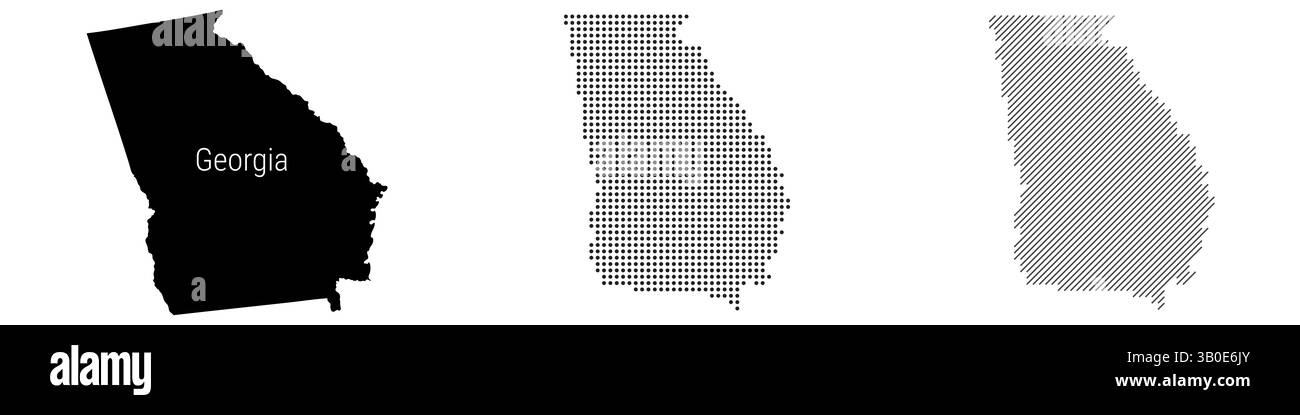 Georgia Detailed Silhouette Map Dotted Pattern And Slanted Parallel Lines Pattern Textured