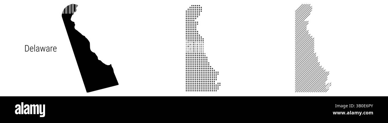 Delaware detailed silhouette map, dotted pattern and slanted parallel ...