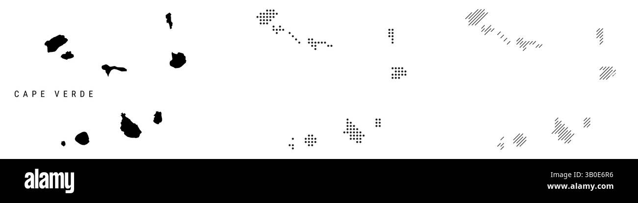 Cape Verde detailed silhouette map, dotted pattern and slanted parallel ...