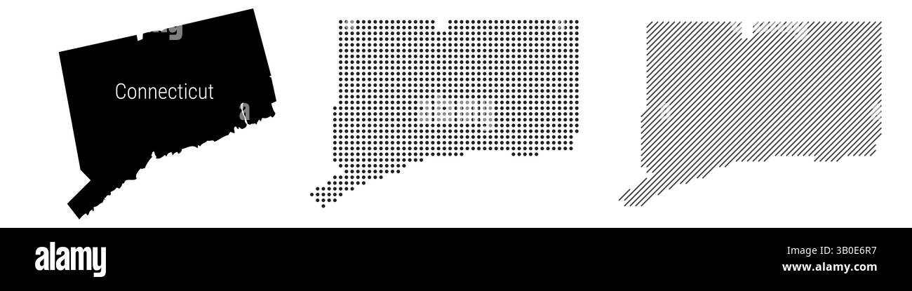 Connecticut detailed silhouette map, dotted pattern and slanted ...