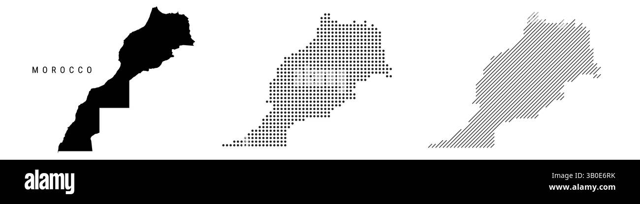 Morocco detailed silhouette map, dotted pattern and slanted parallel ...