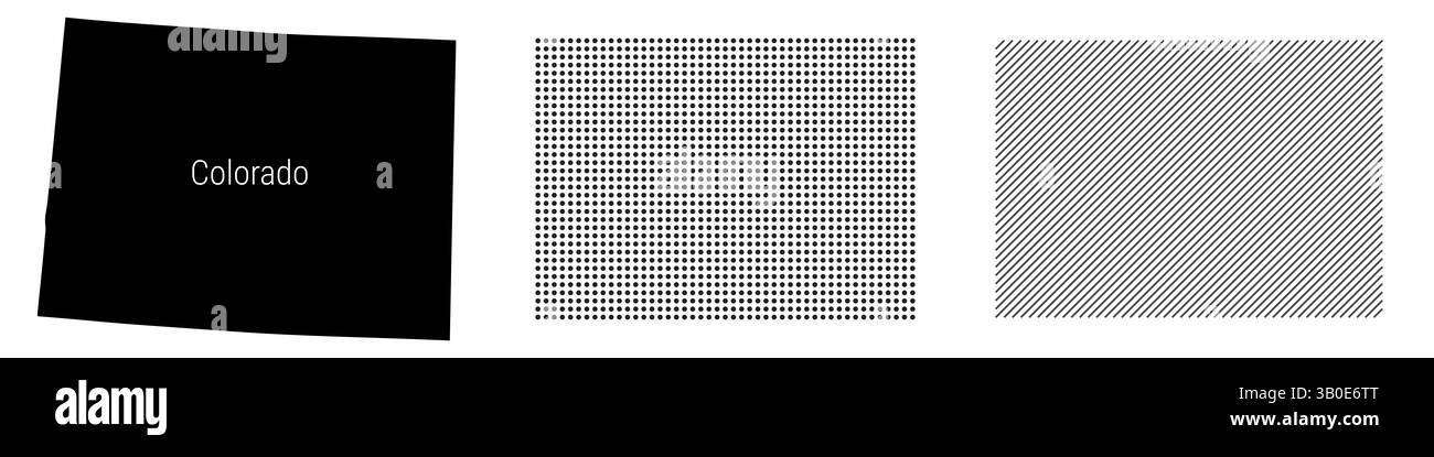 Colorado detailed silhouette map, dotted pattern and slanted parallel ...