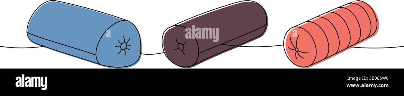 Set of pillows one line colored continuous drawing. Soft pillows for ...