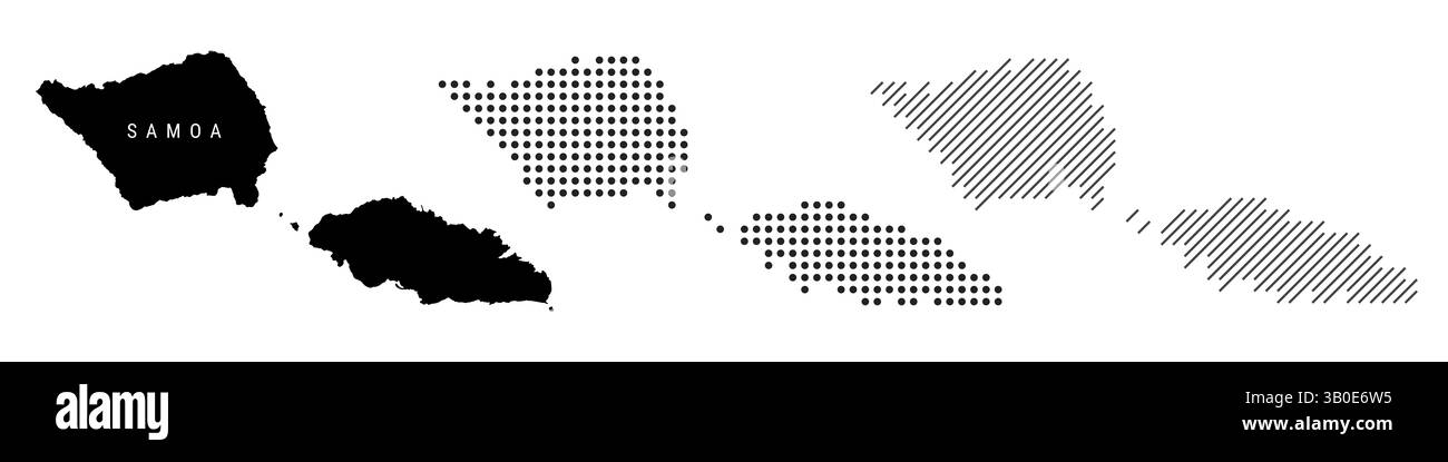 Samoa detailed silhouette map, dotted pattern and slanted parallel ...