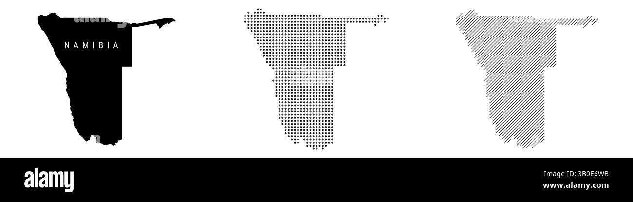 Namibia detailed silhouette map, dotted pattern and slanted parallel ...