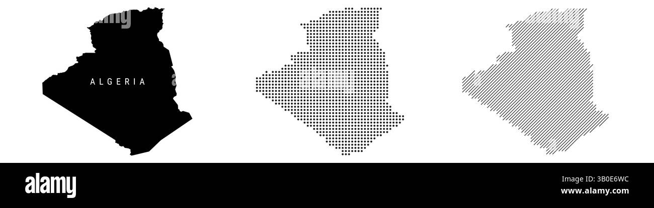 Algeria detailed silhouette map, dotted pattern and slanted parallel ...