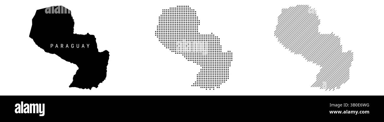 Paraguay detailed silhouette map, dotted pattern and slanted parallel ...