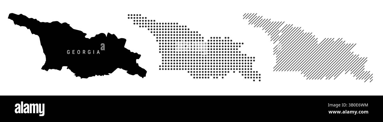 Georgia detailed silhouette map, dotted pattern and slanted parallel ...