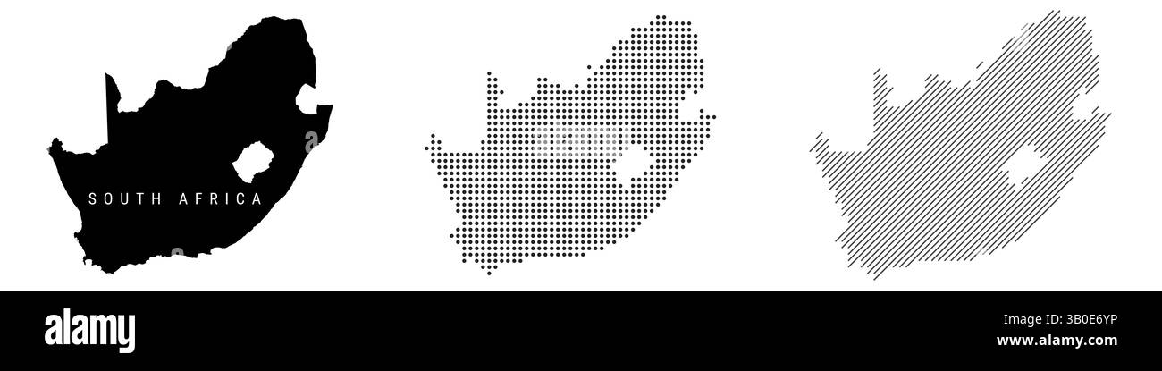 South Africa detailed silhouette map, dotted pattern and slanted ...