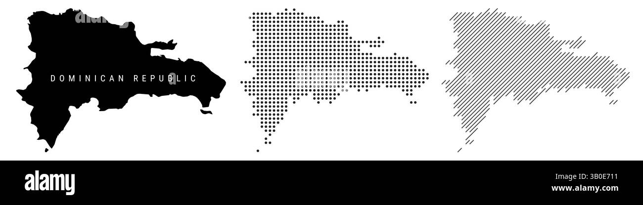 Dominican Republic detailed silhouette map, dotted pattern and slanted ...