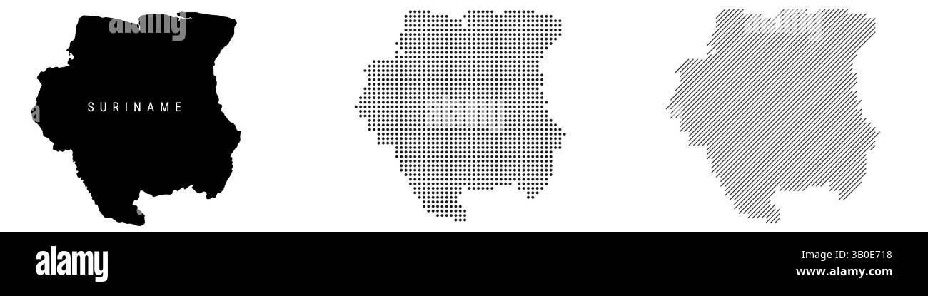 Suriname detailed silhouette map, dotted pattern and slanted parallel ...