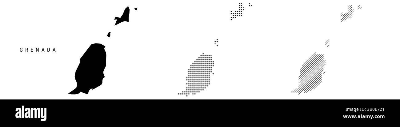 Grenada detailed silhouette map, dotted pattern and slanted parallel ...